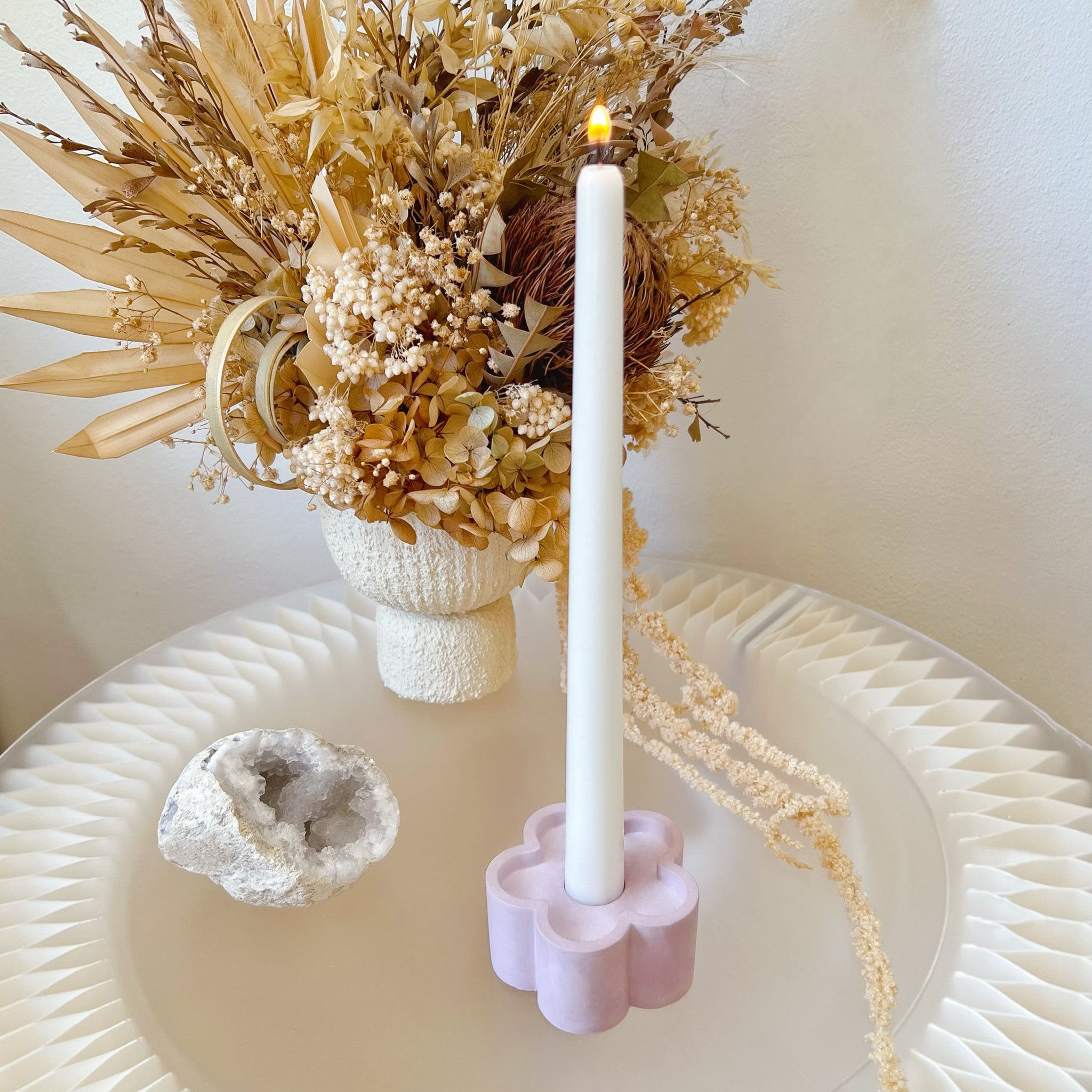 Handmade Cute Flower Taper Candle Holder - LMJ Candles