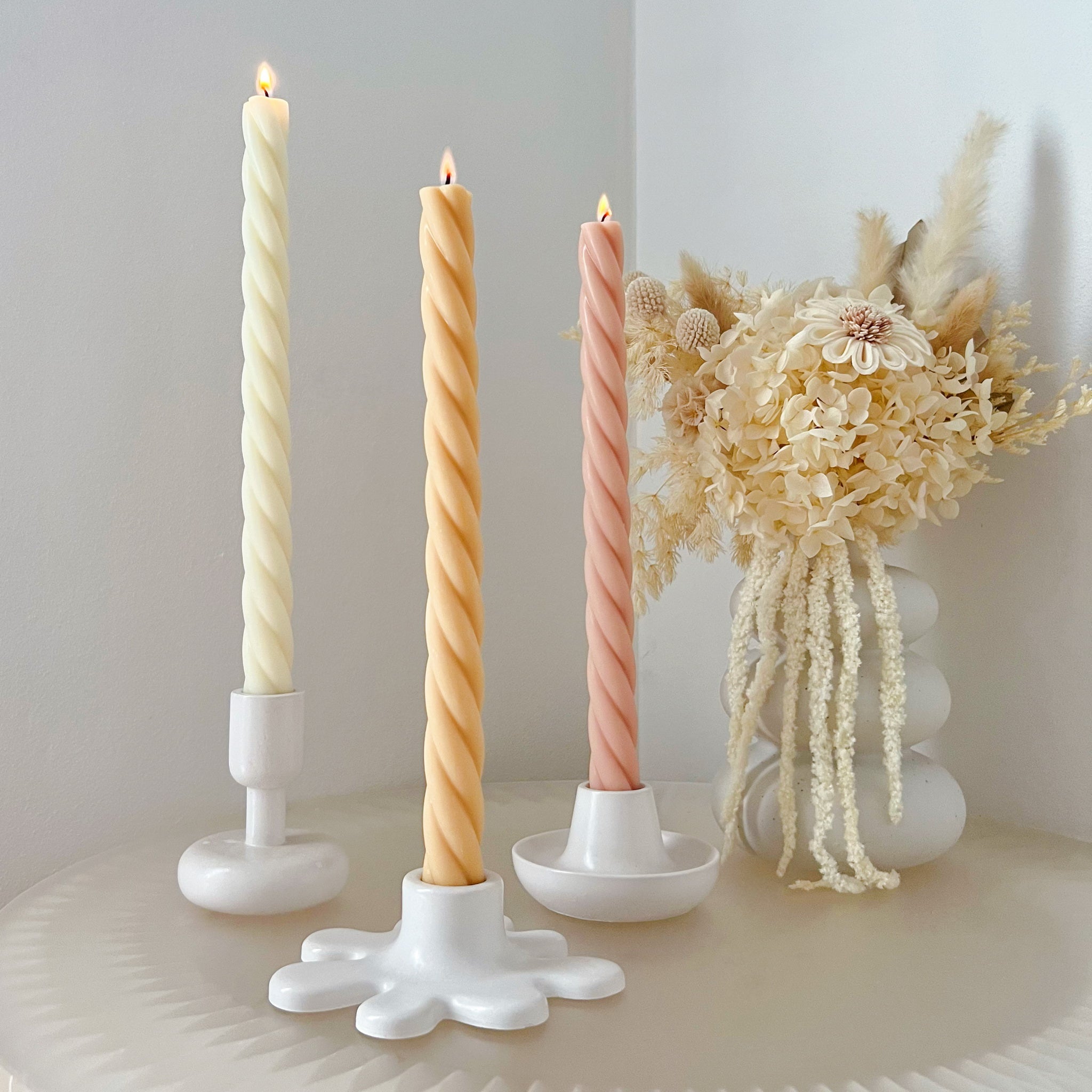 Tall Twisted Dripless Dinner Candle - Taper Candle | LMJ Candles